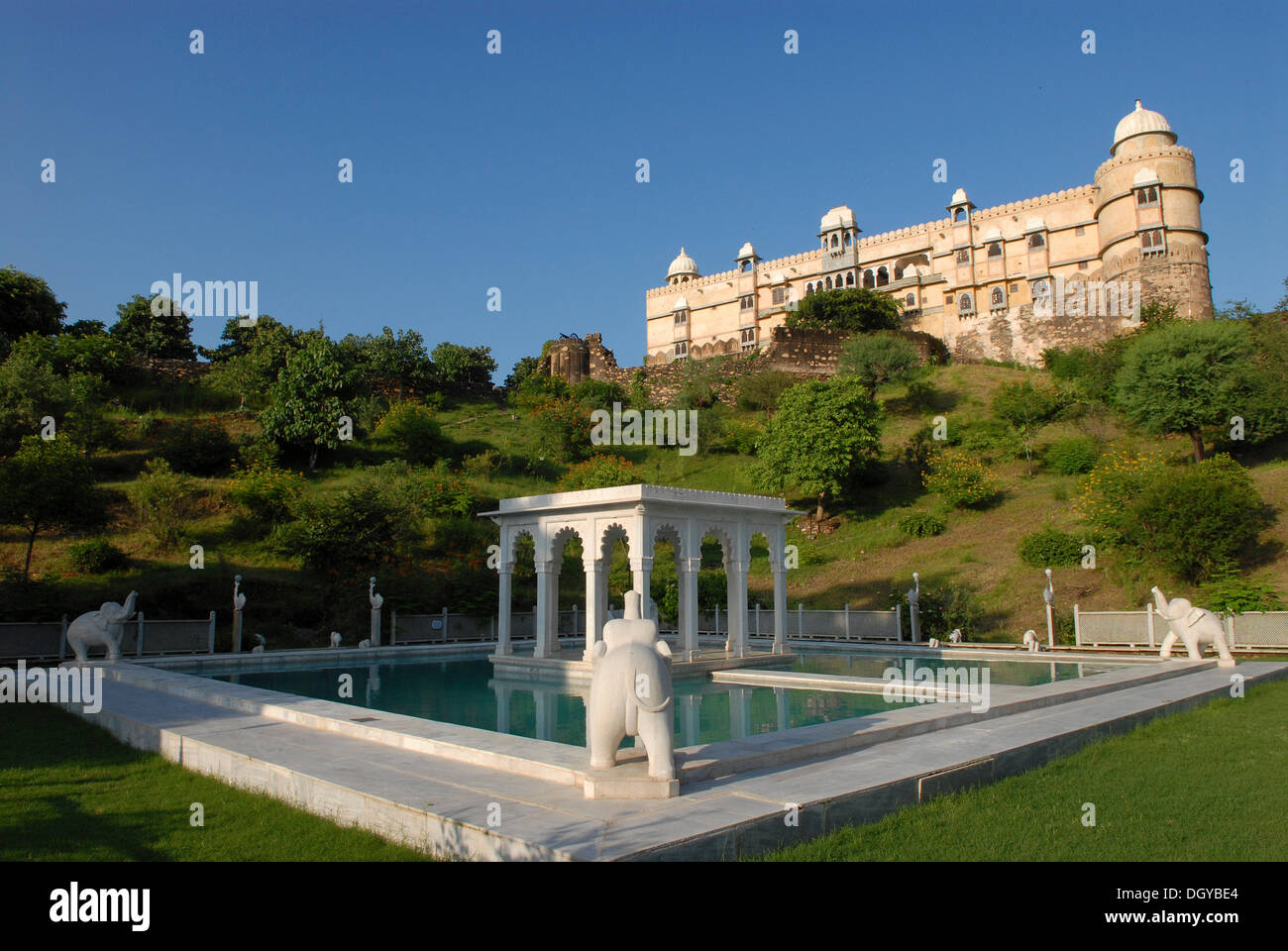 Swimming pool, Karni Fort Bambora Palace Hotel, Rajasthan, India Stock ...