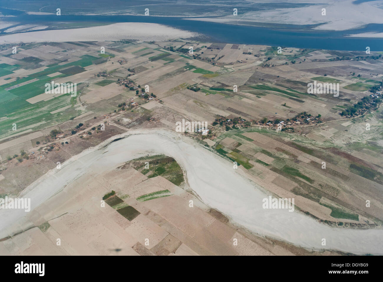 Aerial view of the southern bank of the Brahmaputra river near Guwahati ...
