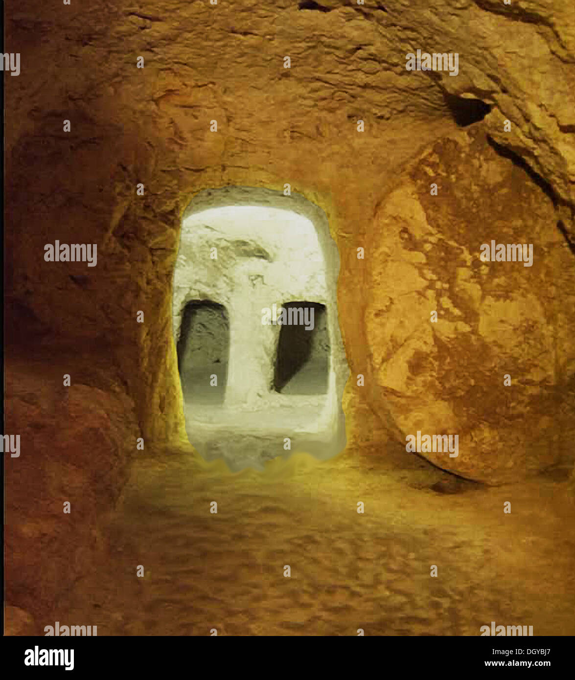 5710. Nazareth, remains of Early Roman tombs with rolling stone ...