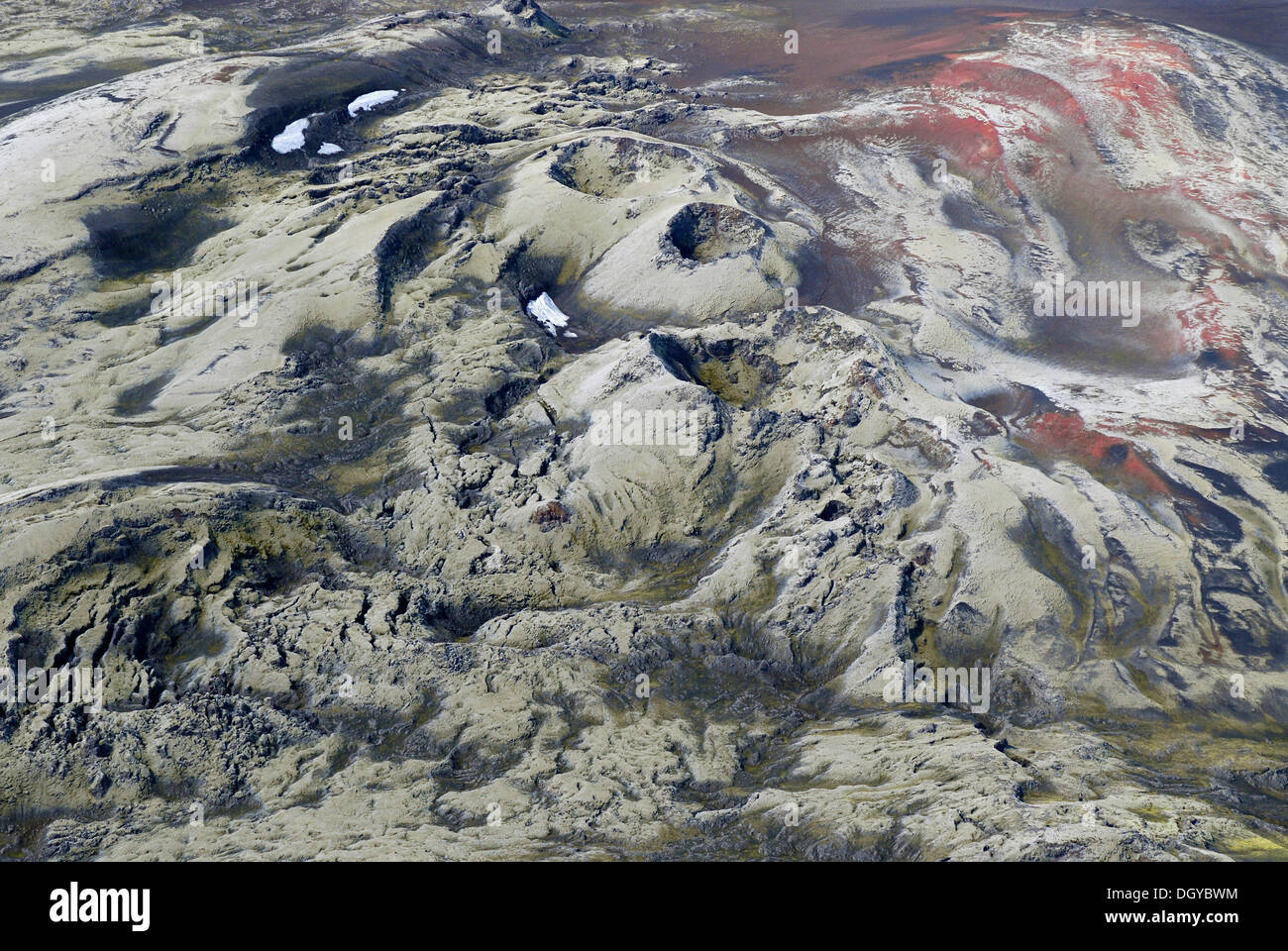 Aerial view, Laki craters, Laki or Lakagígar vulcanic fissure, Iceland ...