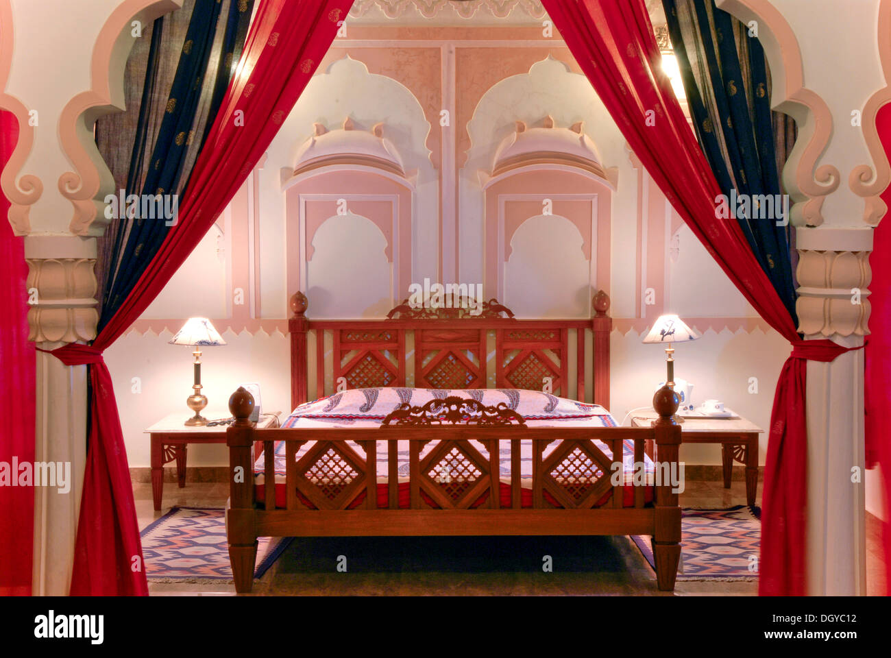 Bedroom in a suite, Khimsar Fort Heritage Hotel, Rajasthan, northern ...