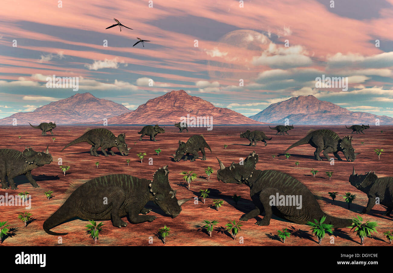 A Herd Of Centrosaurus Dinosaurs Stock Photo - Alamy