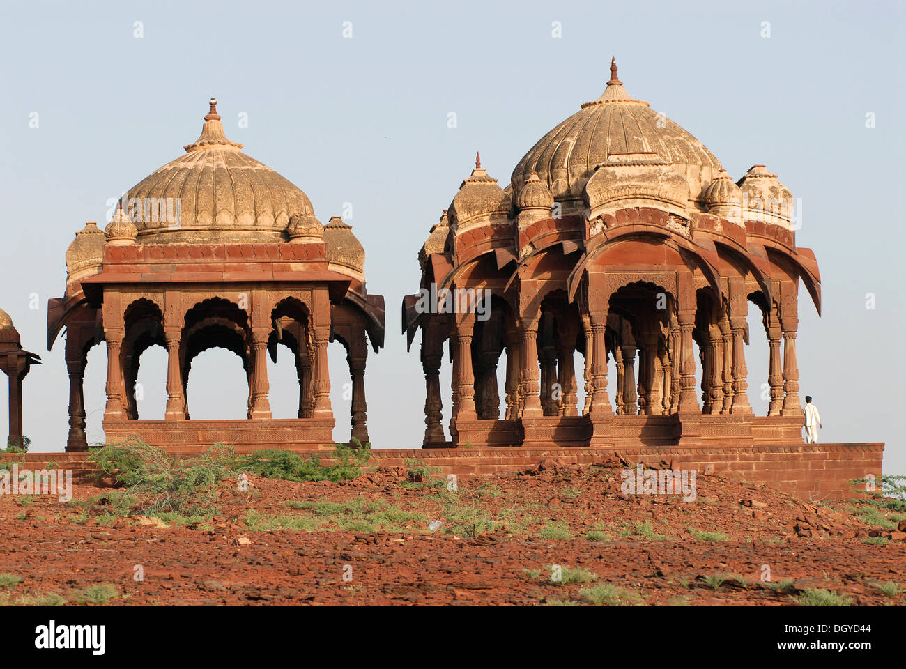Chhatris, grave monuments in the cemetery of the Maharajas of Pokaran ...