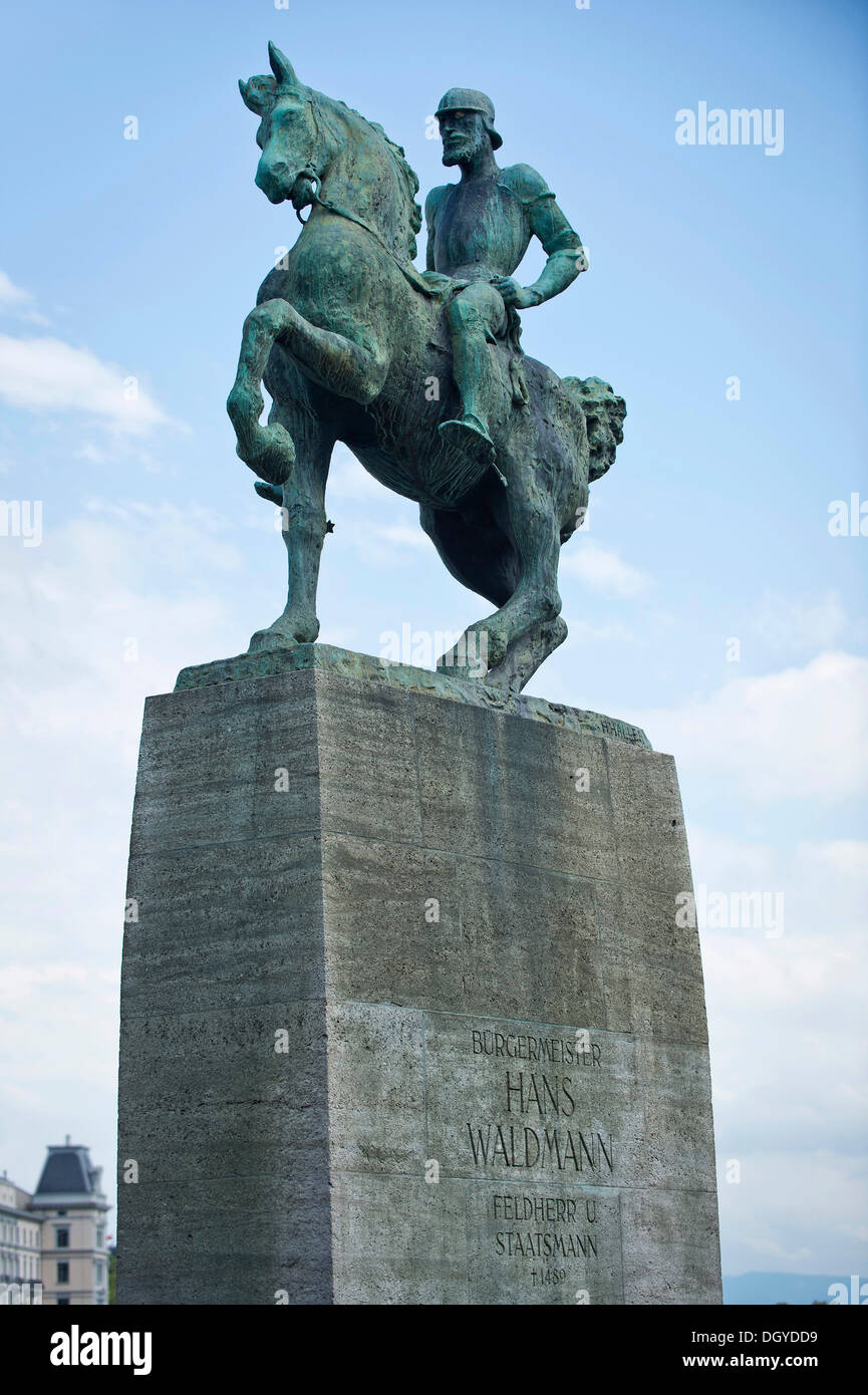 Equestrian statue of Hans Waldmann, old town of Zurich, Canton of ...