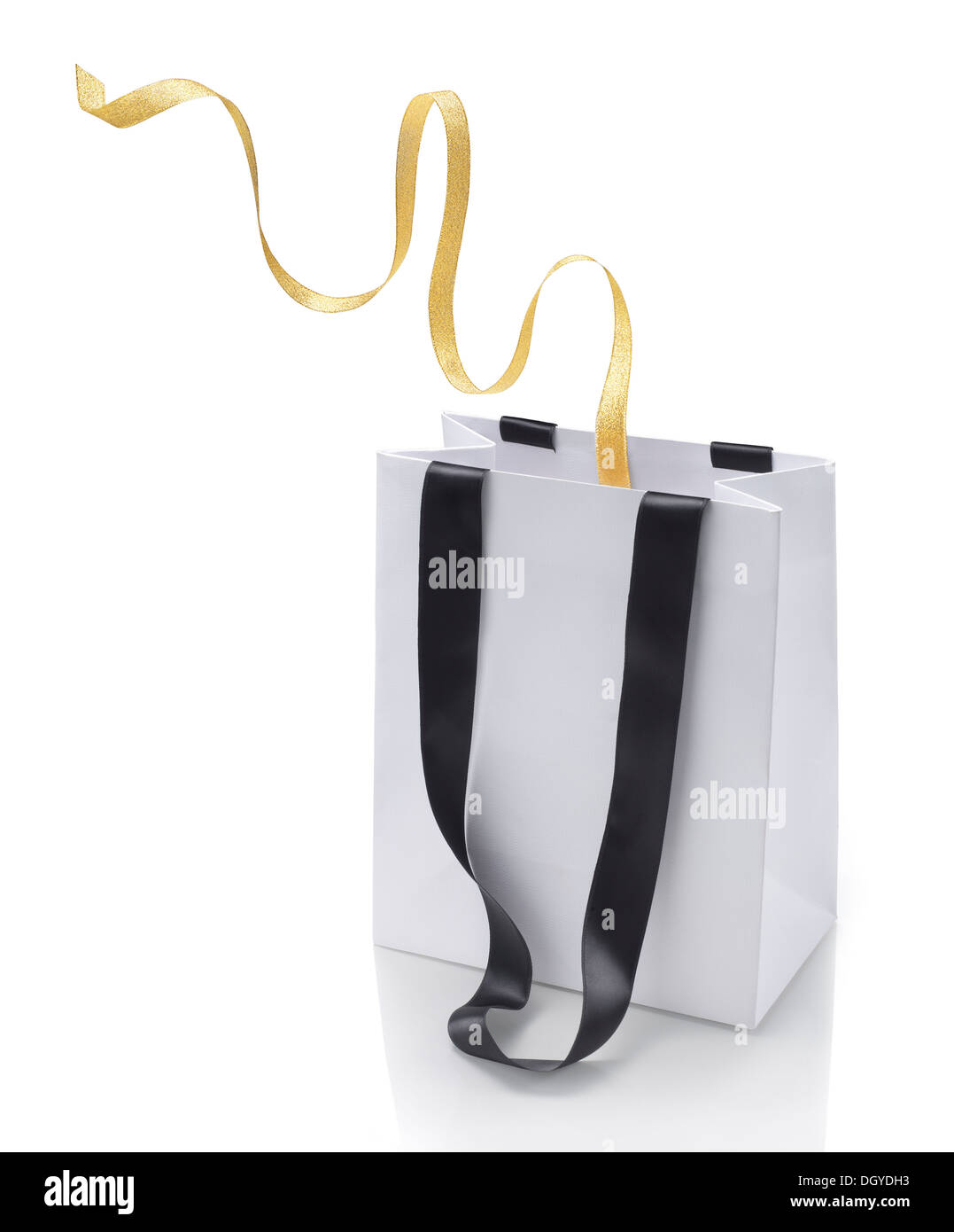 Shopping bag and gift loop on white background Stock Photo - Alamy