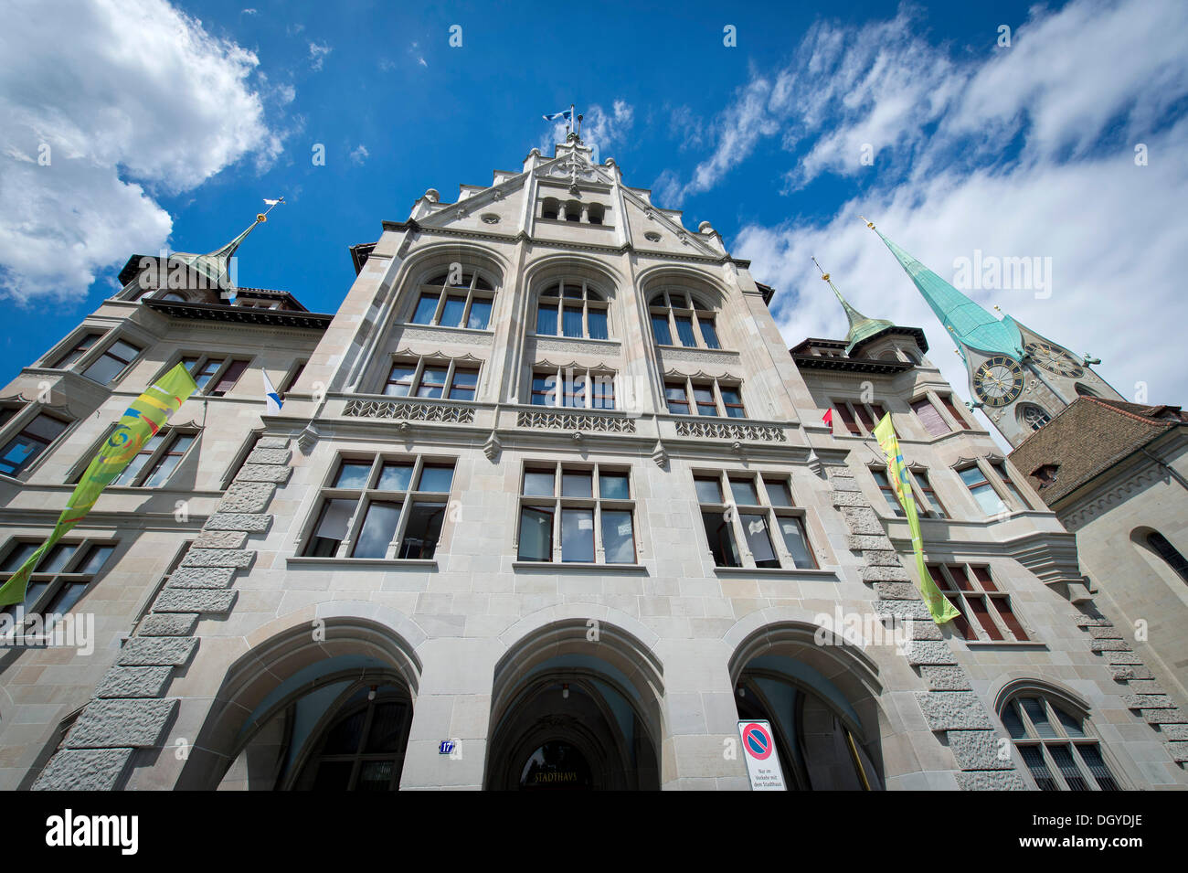 Front facade, Stadthaus building, Zurich, Switzerland, Europe Stock ...
