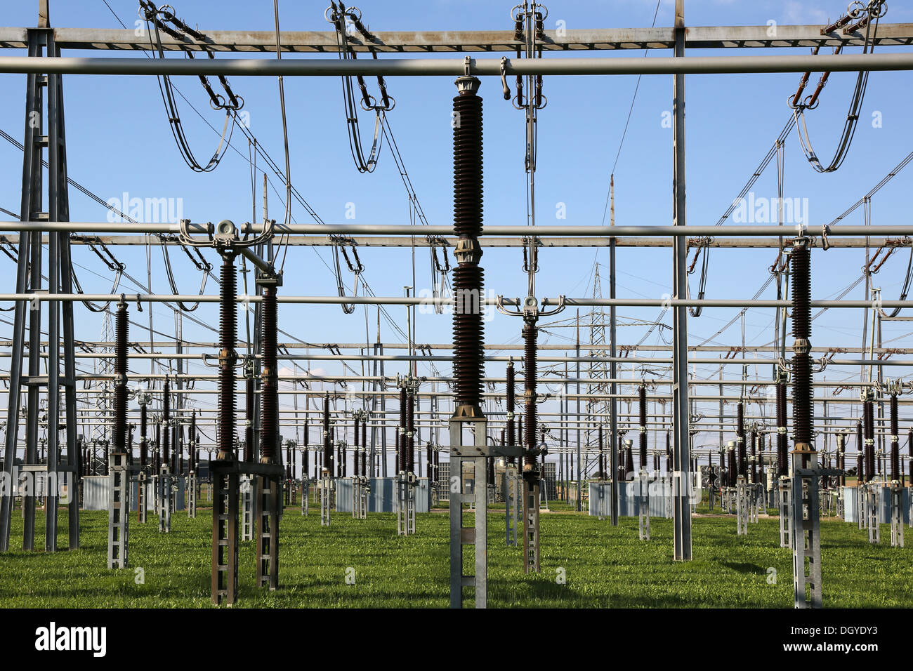 An electrical substation with transformers and resistors Stock Photo ...