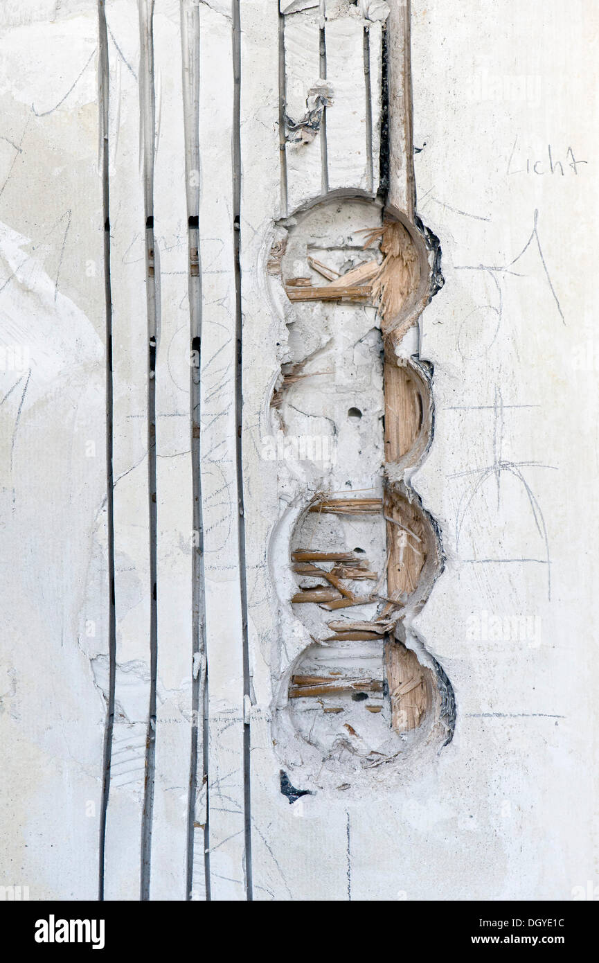 Preparatory work on a wall for installing new cable canals and sockets ...