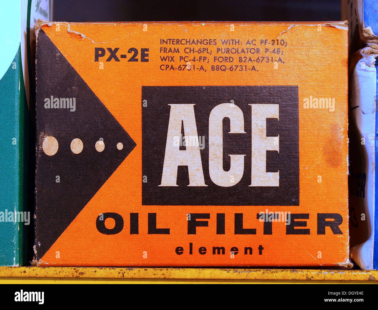 This image features old ACE oil filter tins, showcasing vintage ...