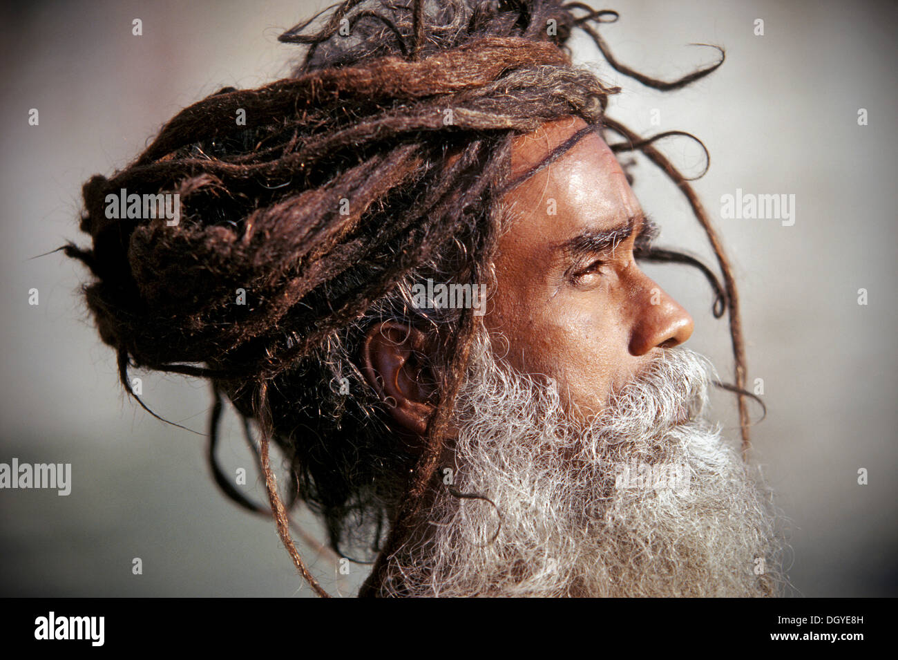 Sadhu, a Shiva-worshipper and ascetic, wandering monk, at the morning ...