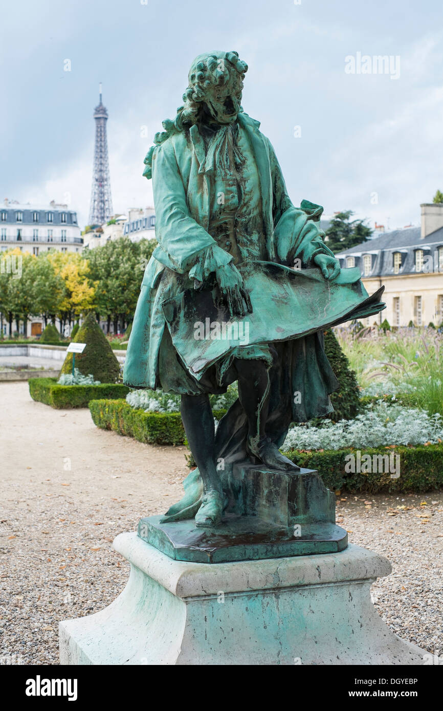 PARIS, FRANCE - OCTOBER 20: Statue of Jules Hardouin-Mansart, architect ...