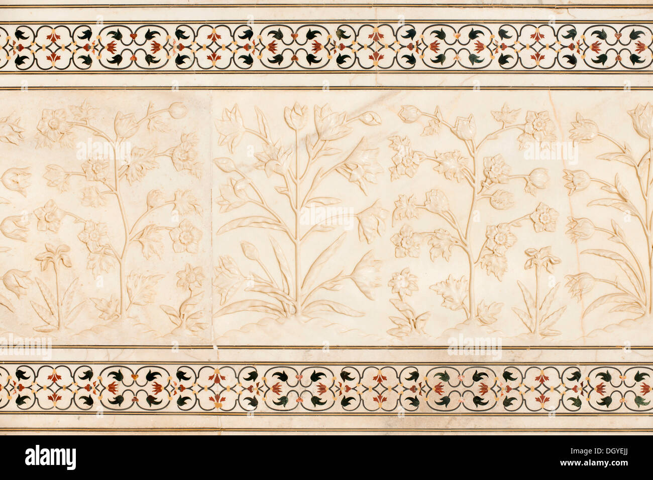 Inlaid marble, floral relief, Taj Mahal, mausoleum, UNESCO World ...