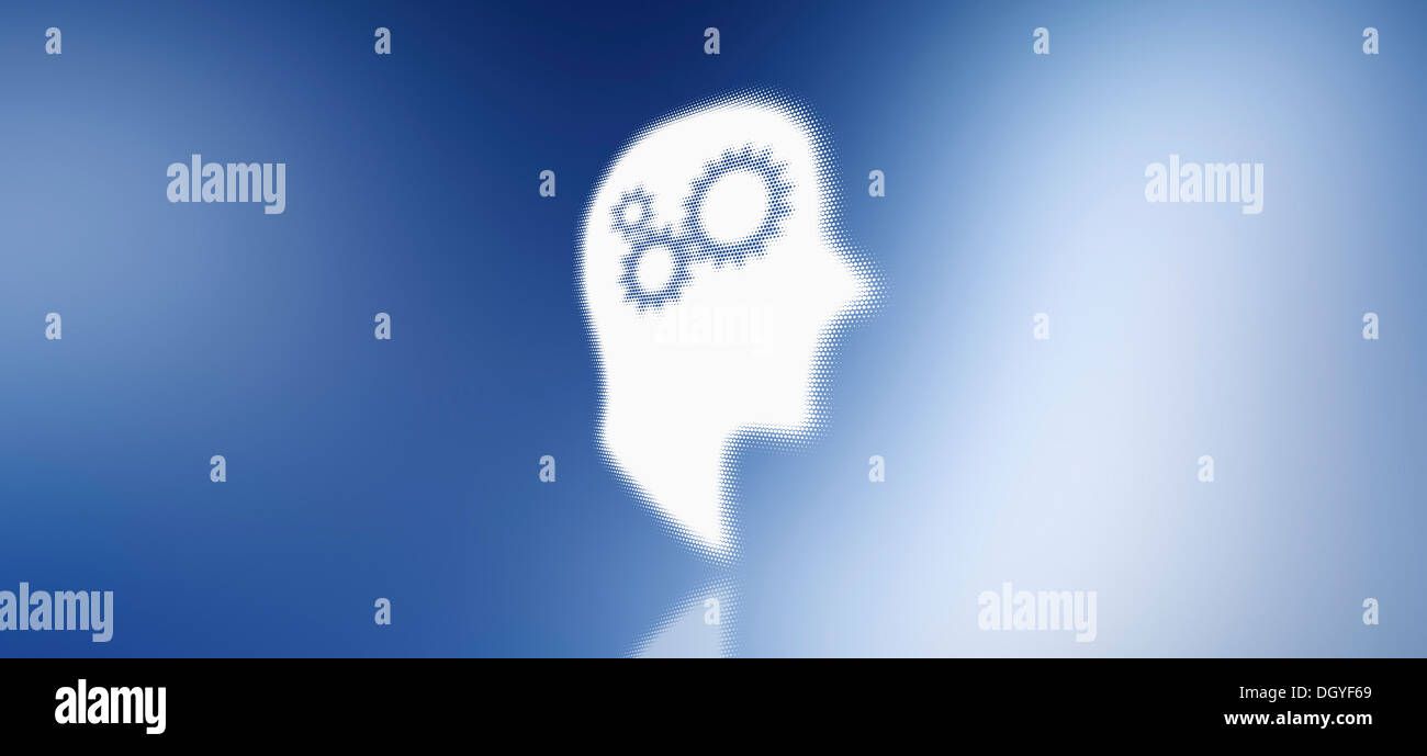 Head with cogs hi-res stock photography and images - Alamy