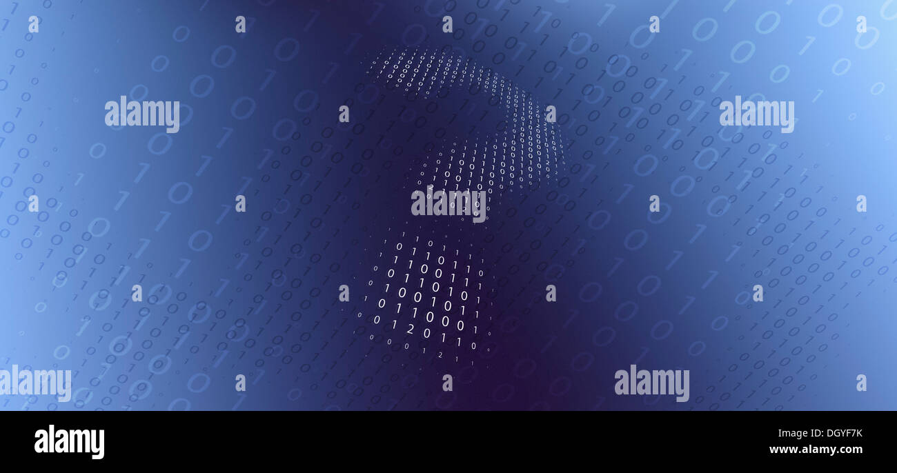 A question mark in binary code against a gradient background Stock ...