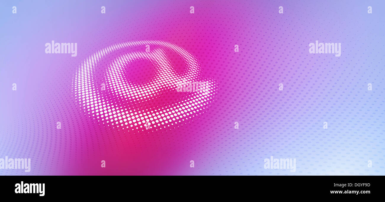 Dot patterned AT sign against a pink and purple gradient background ...