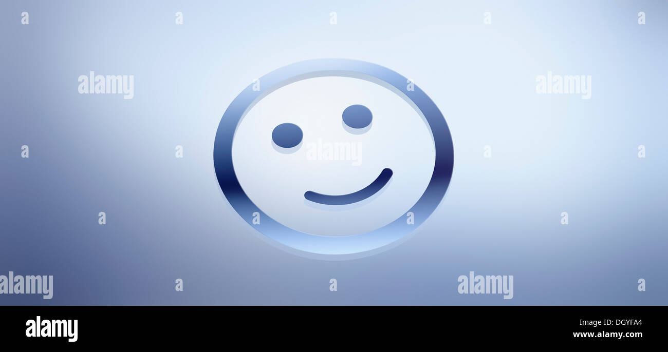 Graphic of a smiley face against a blue gradient background Stock Photo ...