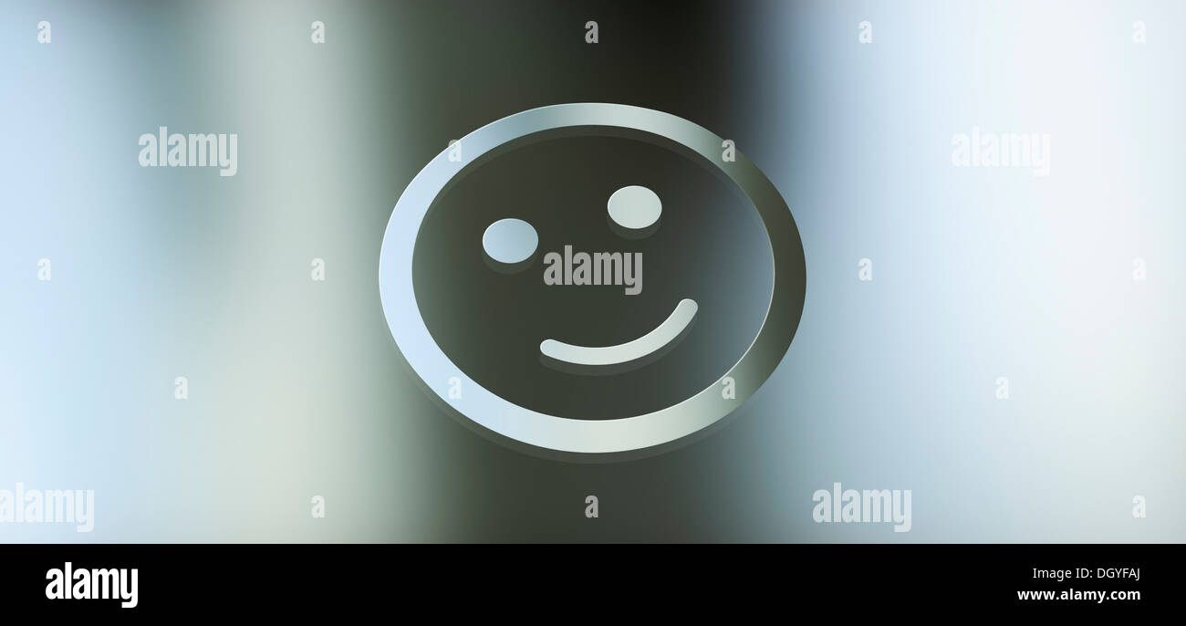 Graphic of a smiley face against a grey gradient background Stock Photo ...