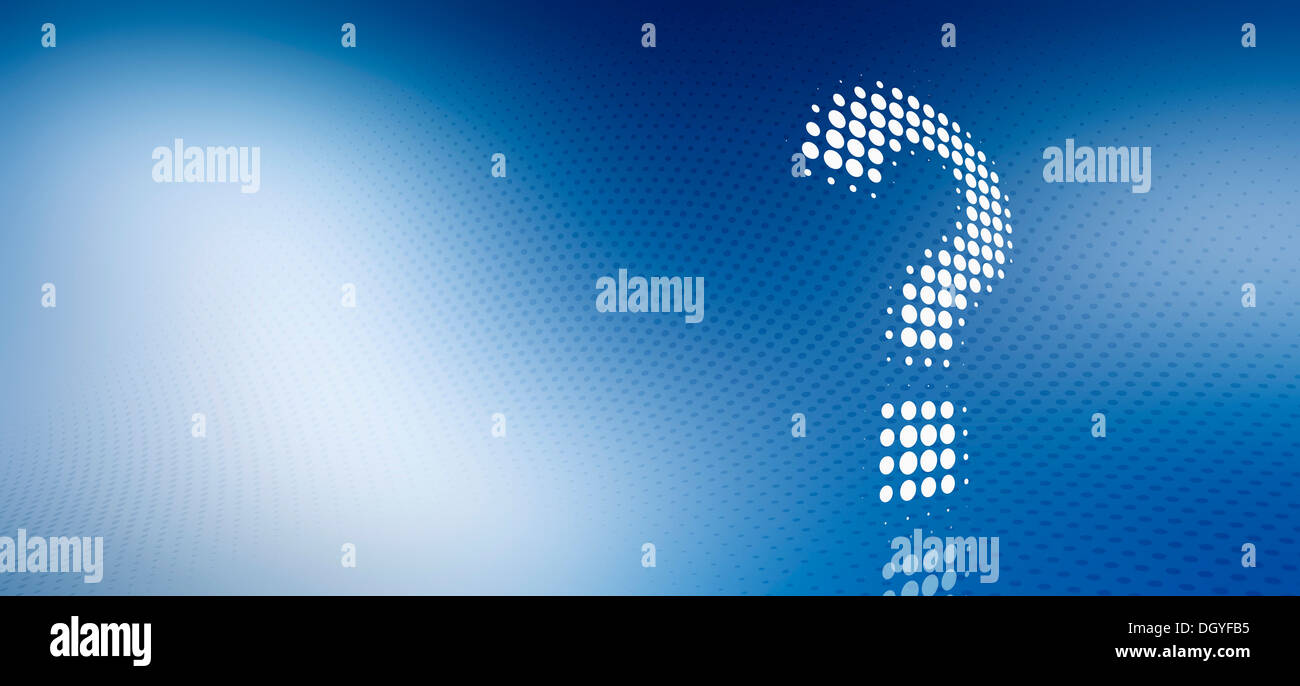 Spotted question mark against a blue and white gradient background ...
