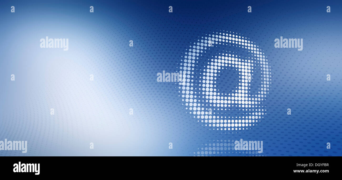 Dot patterned AT sign against a blue and white gradient background ...