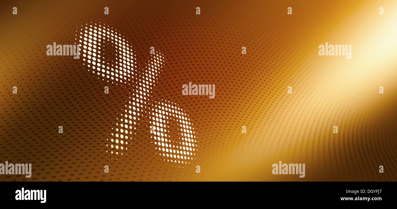 Spotted percentage sign against diminishing dot patterned background ...