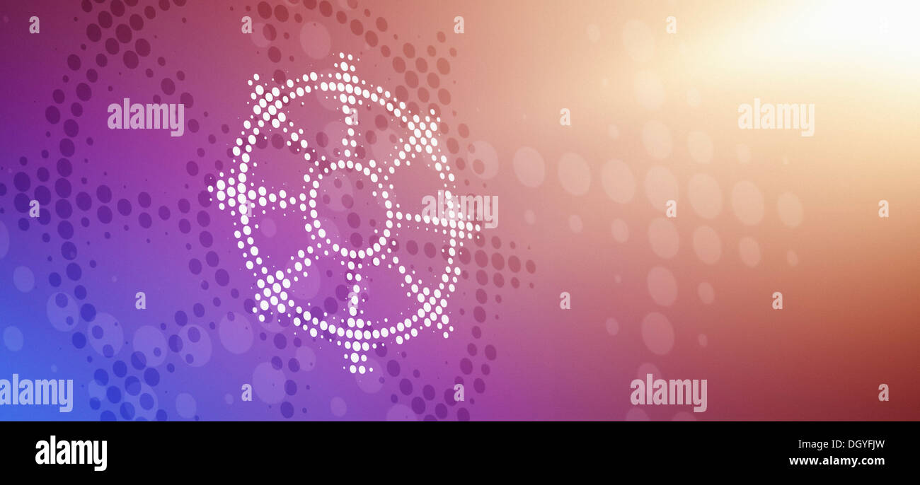 Buddhist dharmacakra symbol (wheel of life) reflected on color gradient ...
