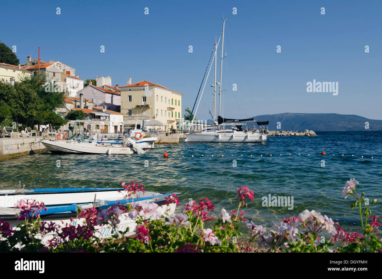 Boats in the fishing village of Valun, Cres Island, Adriatic Sea ...
