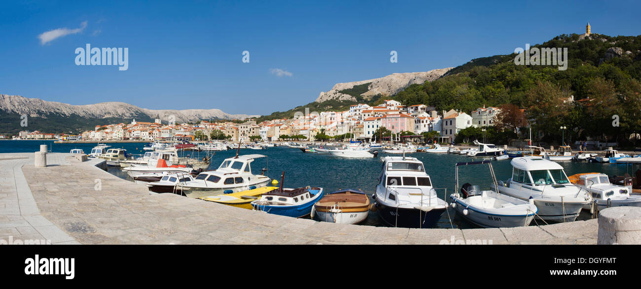 Boats in the harbour of Baska, Krk Island, Adriatic Sea, Kvarner Gulf ...