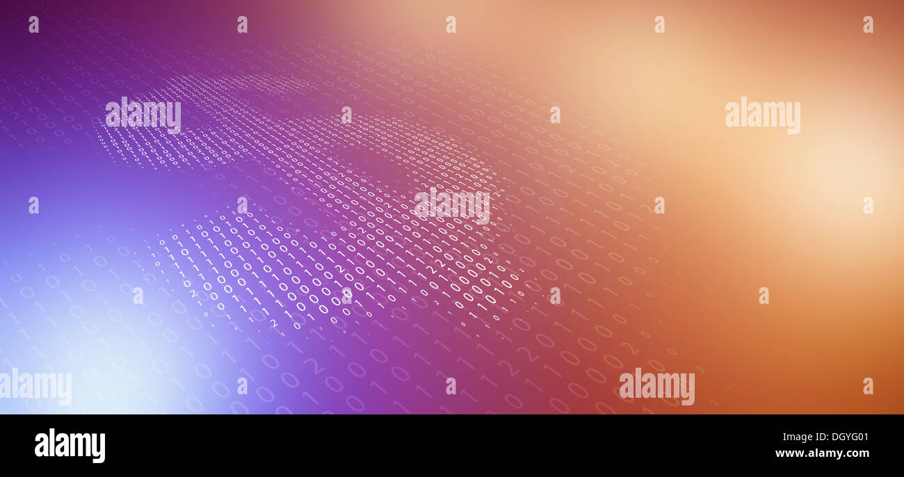 Dollar sign made from binary numbers reflected on color gradient ...