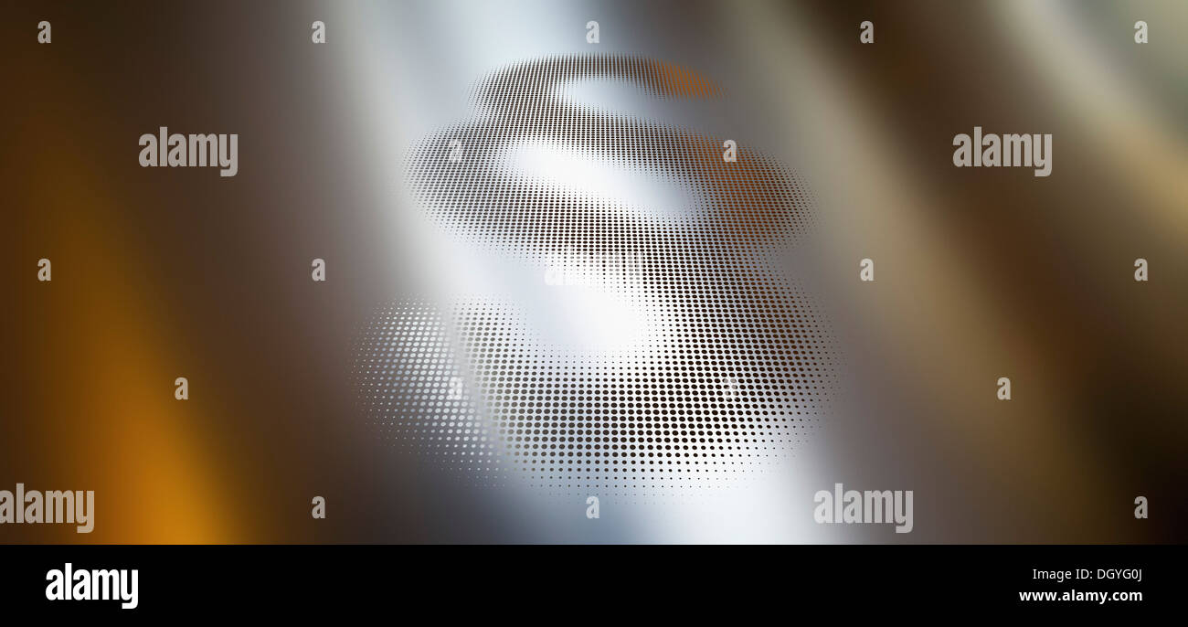 Section sign made of dots, mixed in shadow and light against a color ...