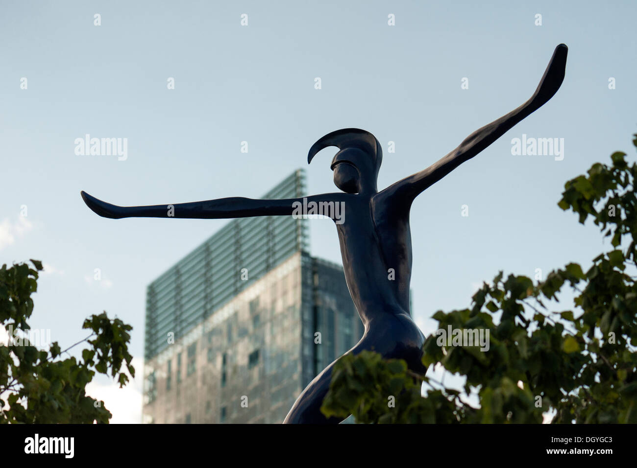 Up There-Sculptures on First Street, Manchester Stock Photo - Alamy