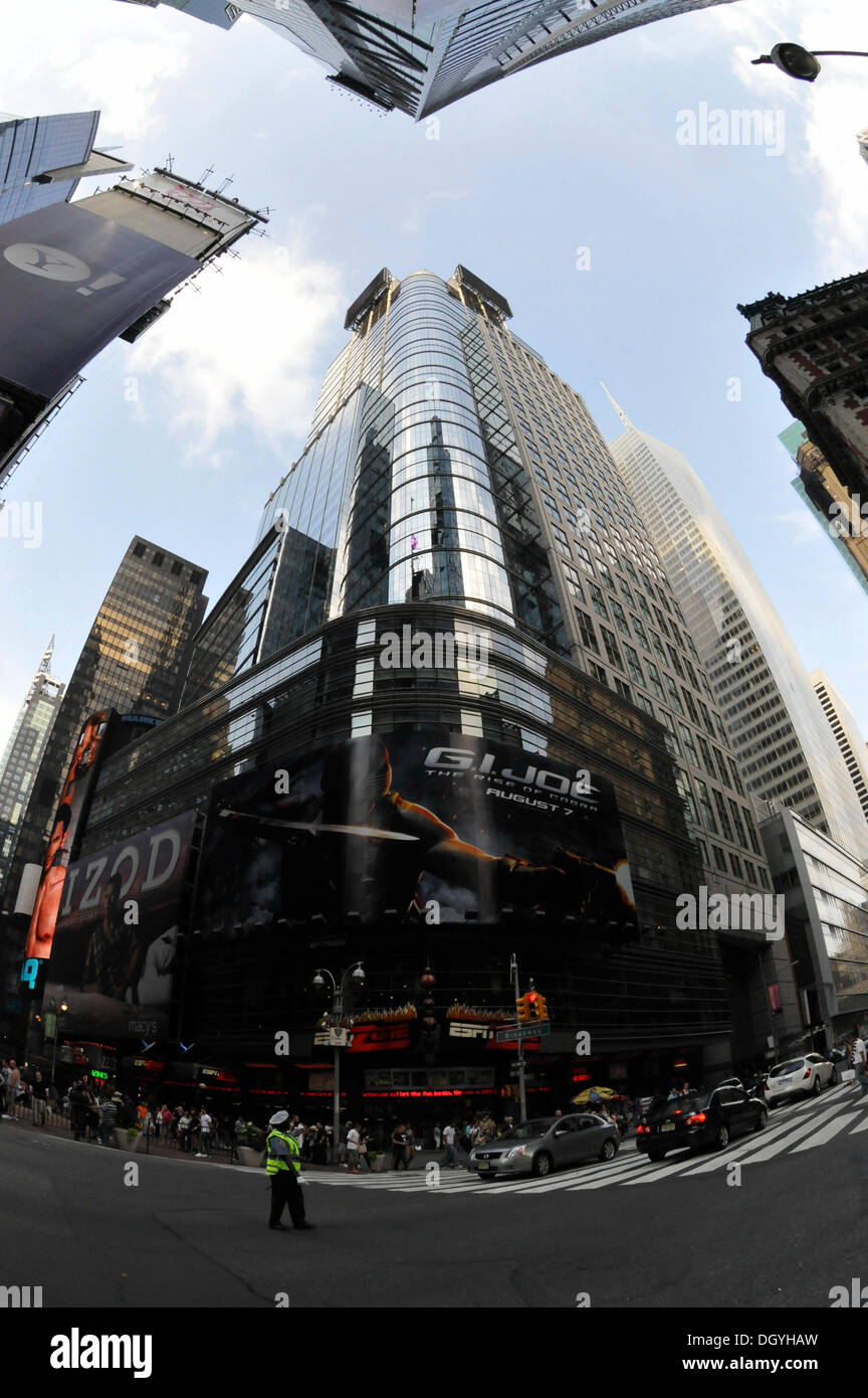 Times Square, fisheye lens, theater district, New York City, New York ...