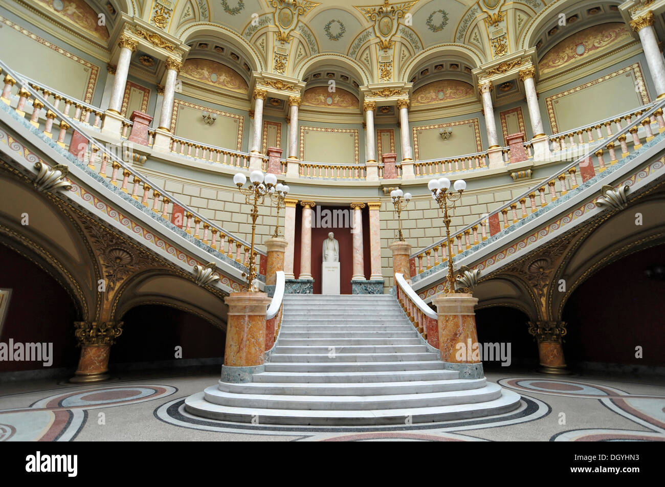 Interior, magnificent staircase, stairs, Athenaeum, Bucharest, Romania ...