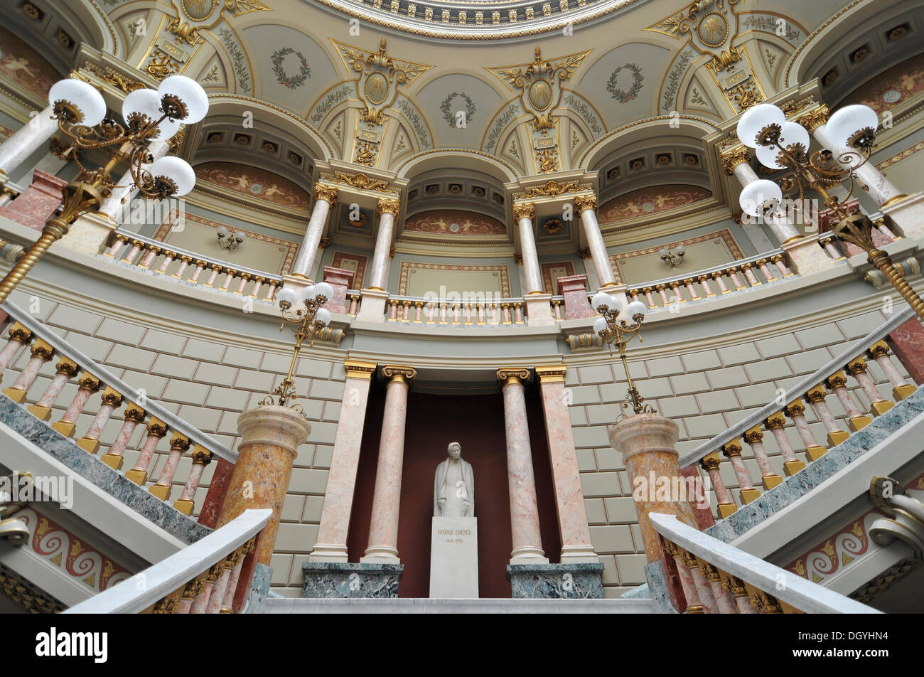 Interior, magnificent staircase, stairs, Athenaeum, Bucharest, Romania ...