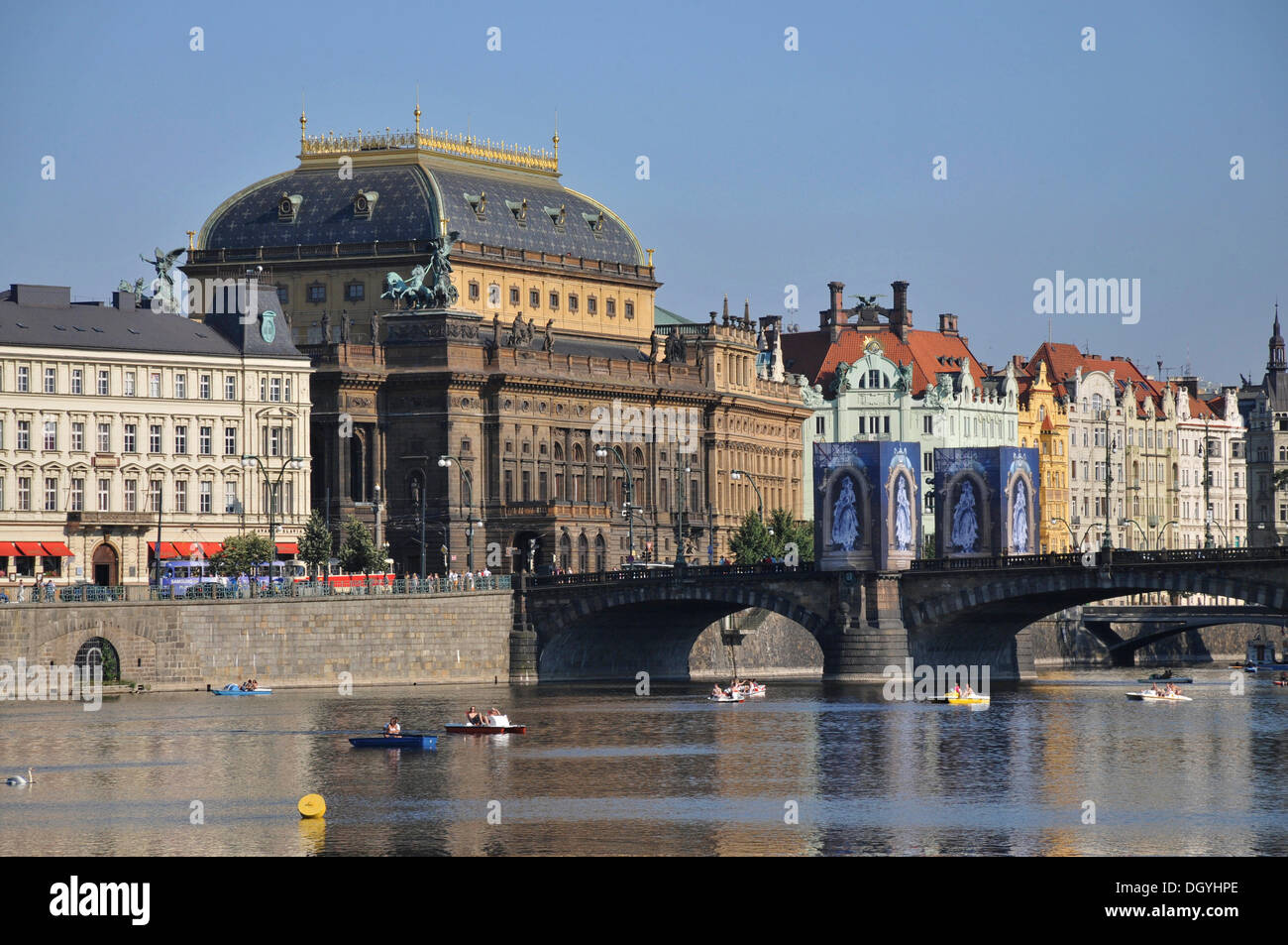 National Theatre, Narodni divadlo, Legion Bridge, Old Town, Prague ...