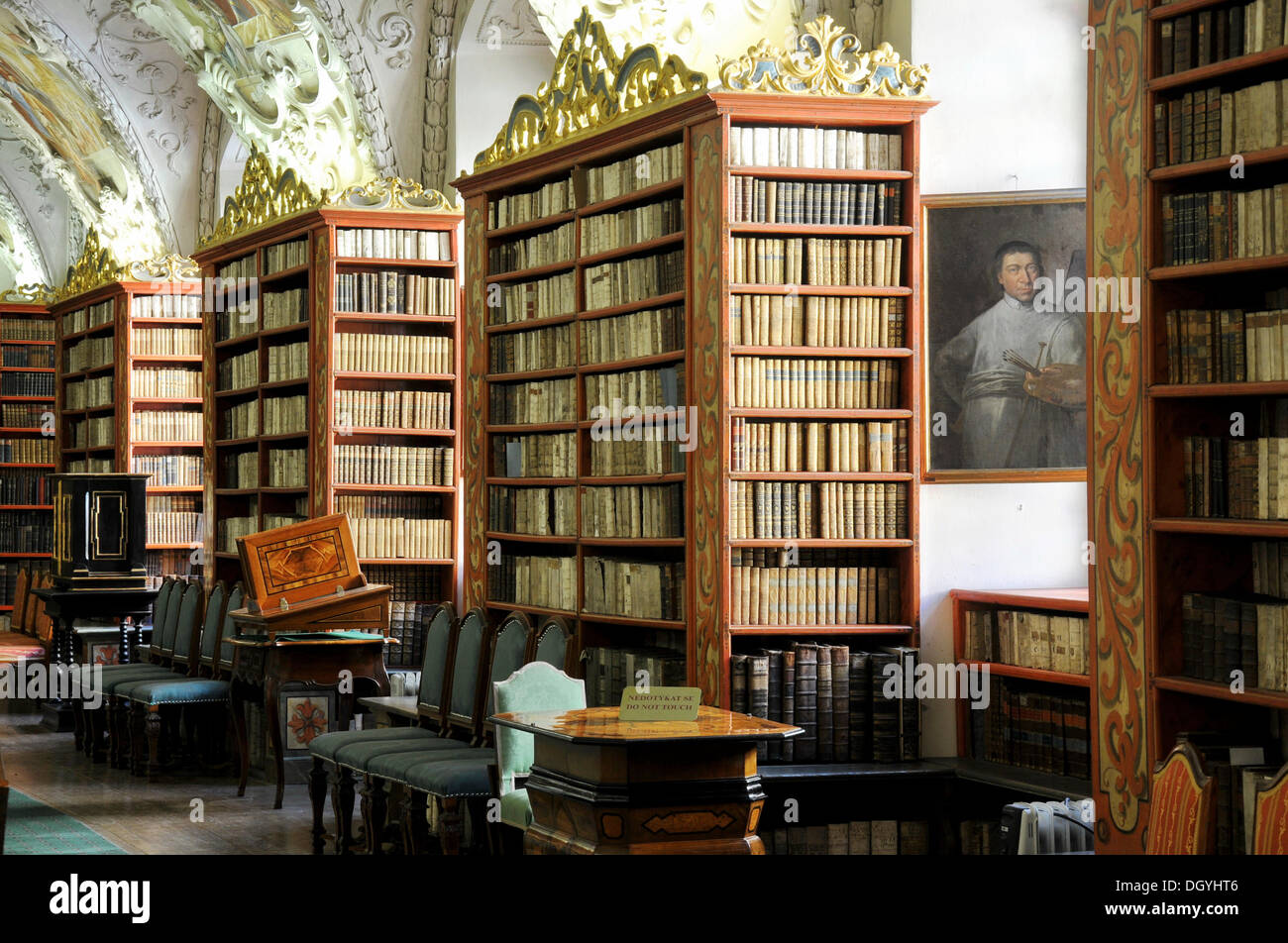 Very old books, library, hall of theology, Strahov Monastery, Hradčany ...