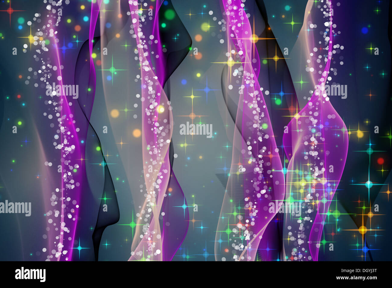 Fantastic Christmas wave design with snowflakes and glowing stars Stock ...