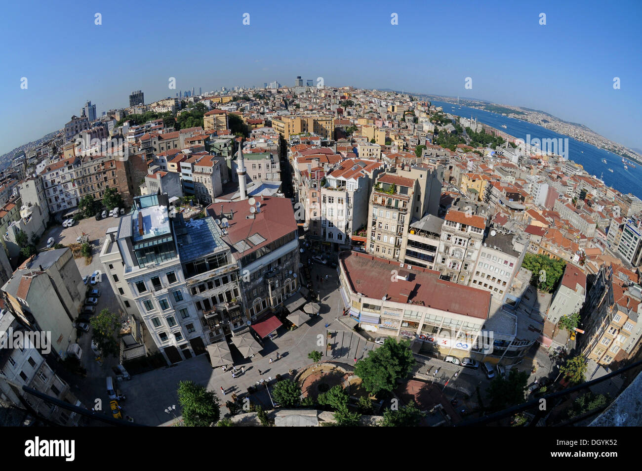 Fisheye view, historic town centre, Istanbul, Turkey, Europe Stock ...