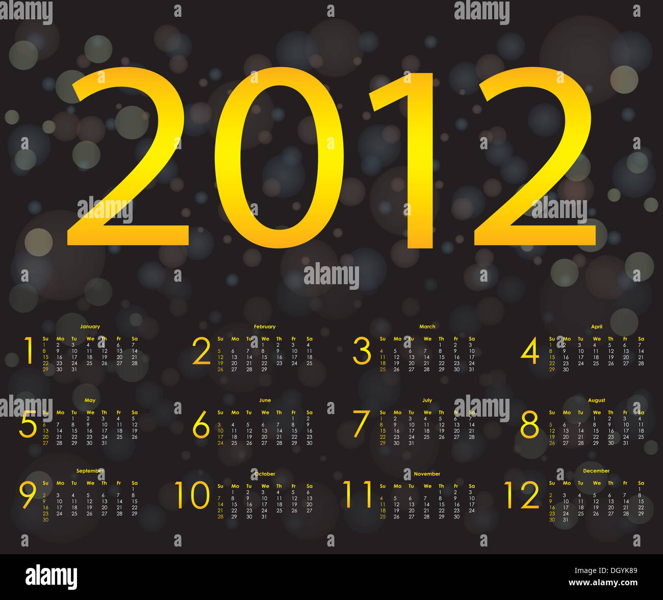 2012 calendar template hi-res stock photography and images - Alamy