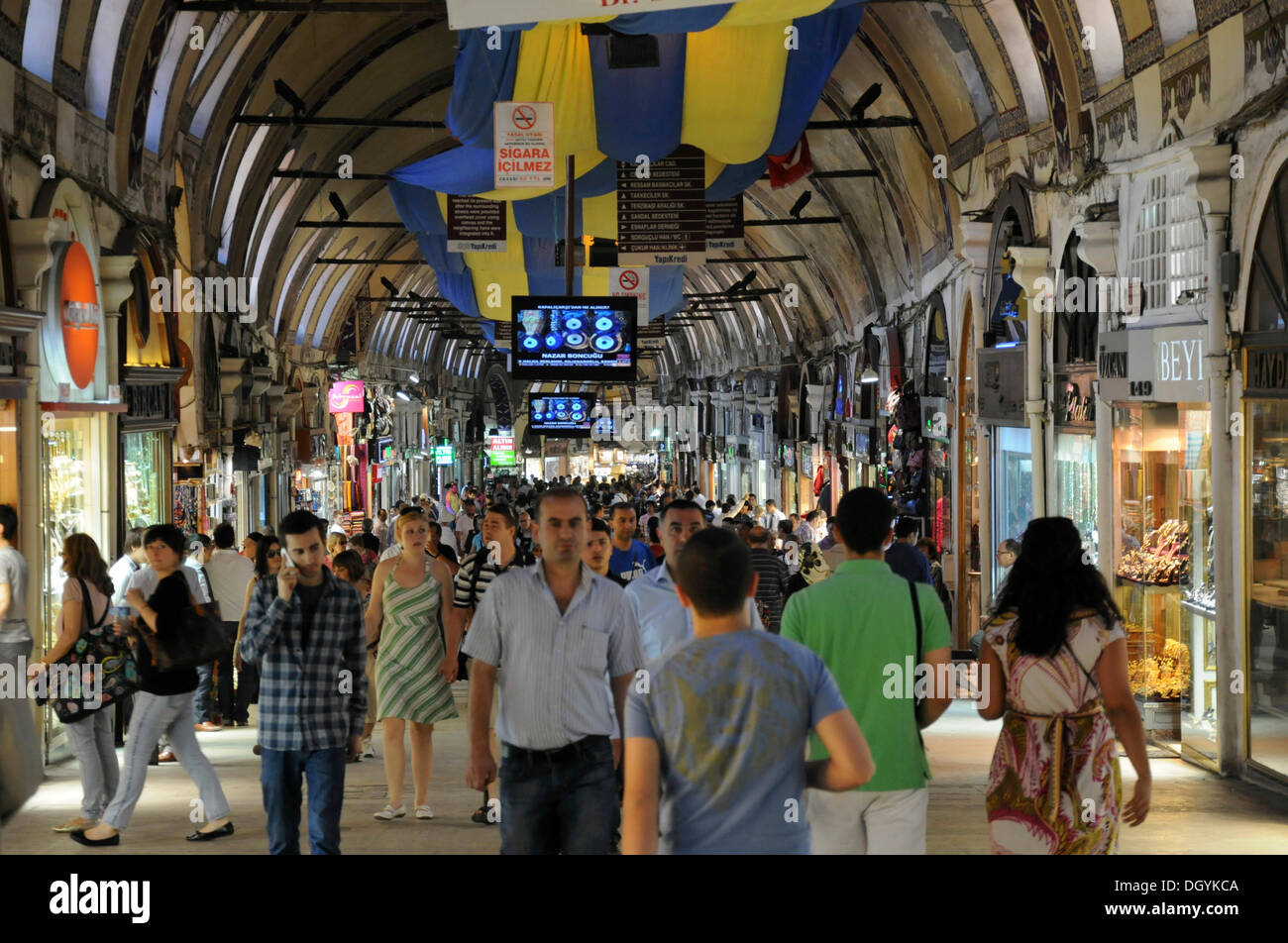 Interior view, covered part of the Grand Bazaar, Kapali Carsi, old town ...