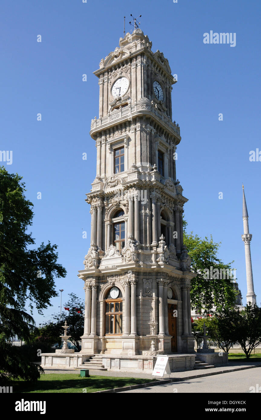 Clock tower, Dolmabahçe Palace, Istanbul, Turkey, Europe Stock Photo ...