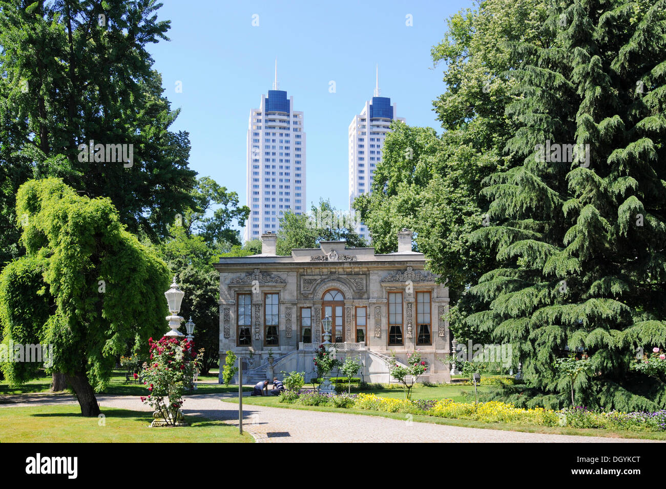 High-rise buildings, court pavilion, park, Ihlamur Pavilion, Istanbul ...