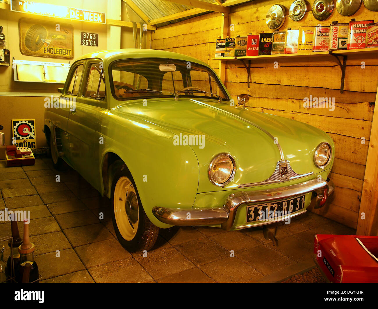 The Renault Dauphine, a classic French compact car, is displayed in a ...