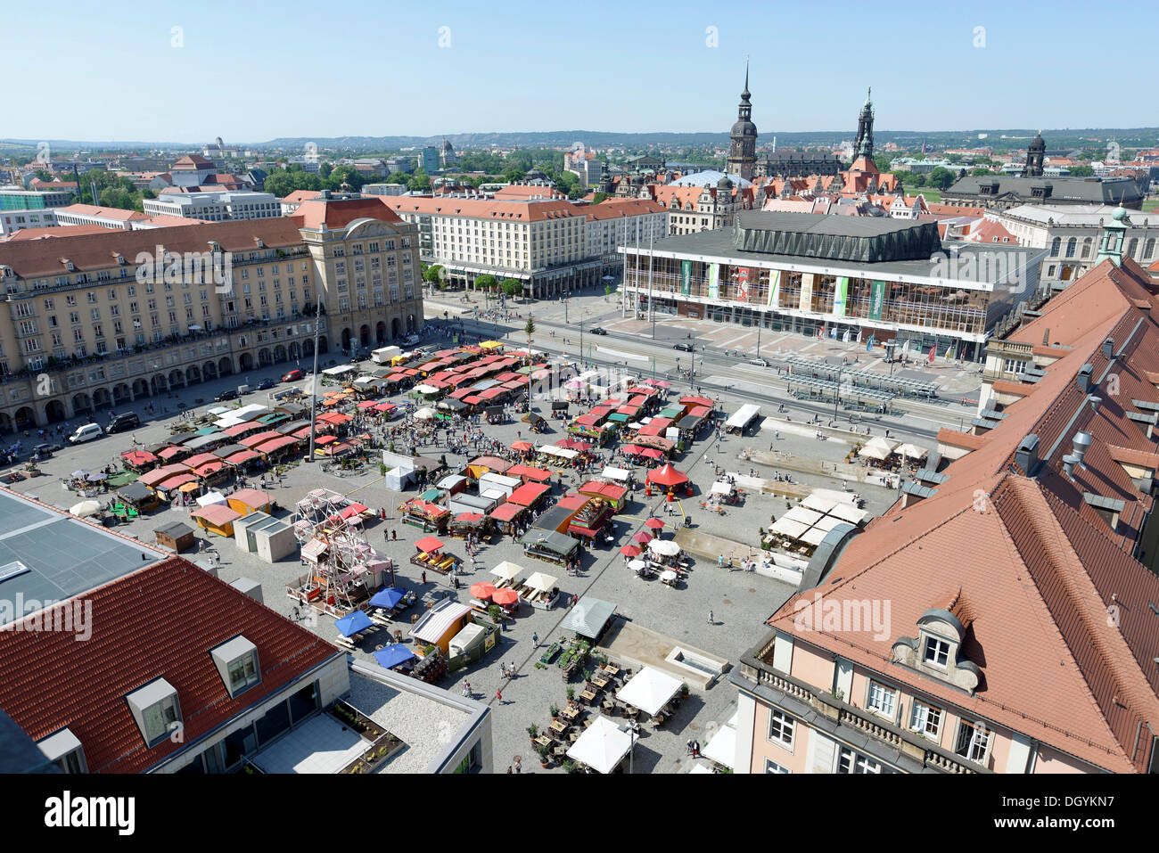 View of Altmarkt square from the tower of the Kreuzkirche, Church of ...