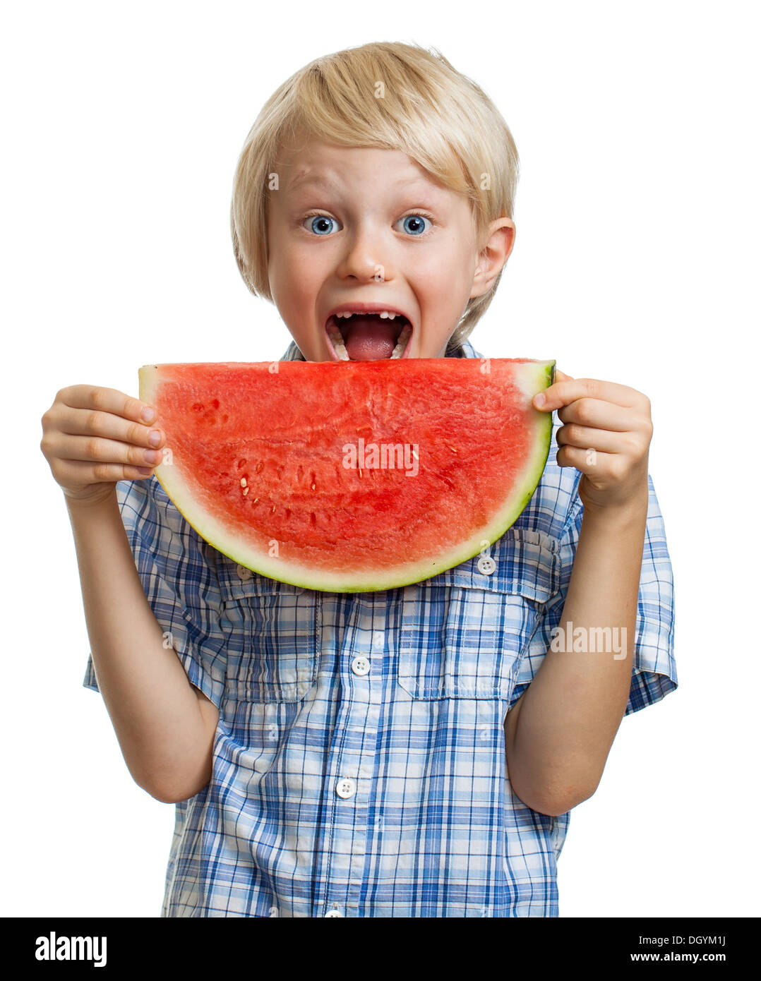 Child eating a watermelon, isolated hi-res stock photography and images ...