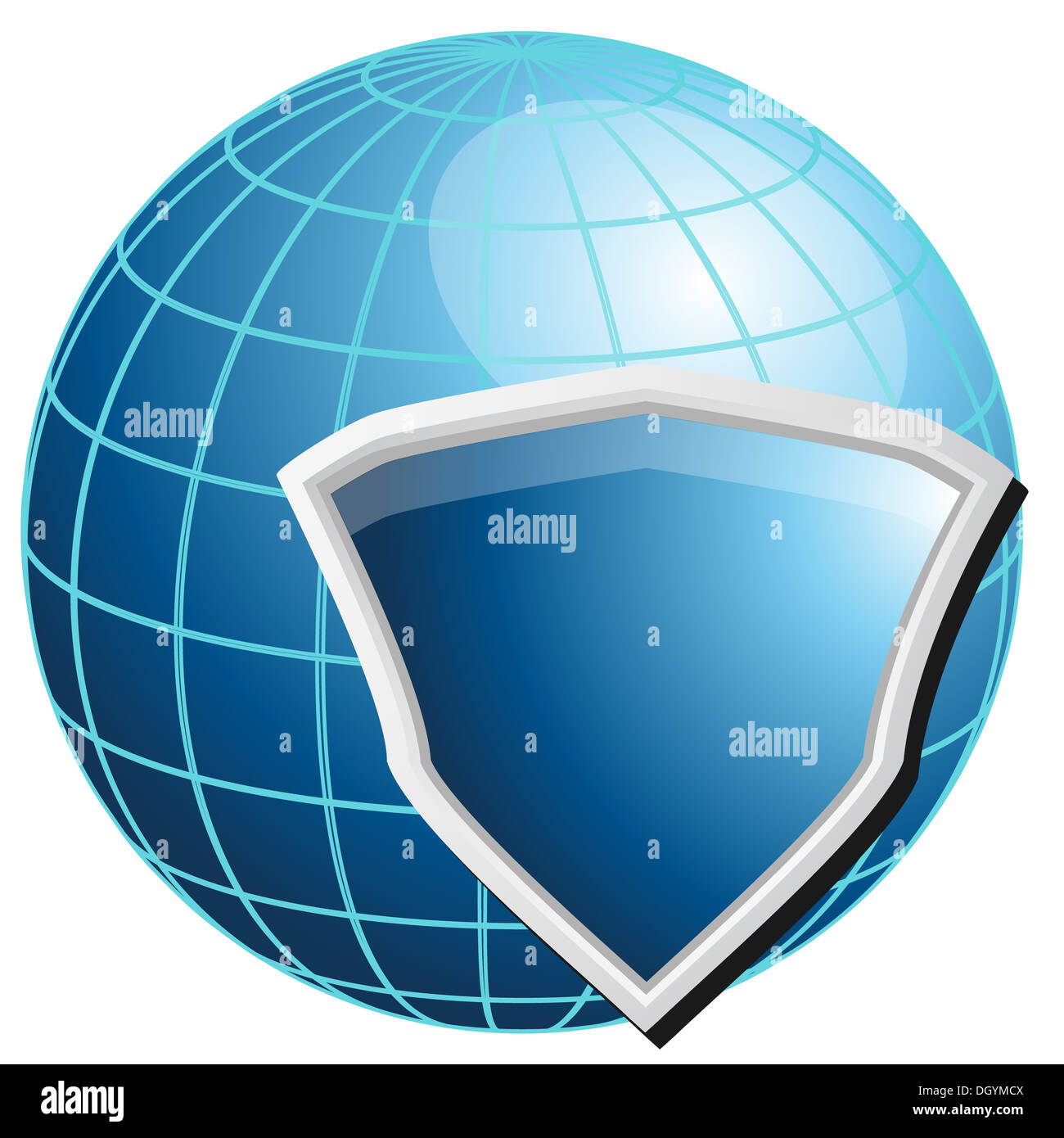 Globe and shield Stock Photo - Alamy