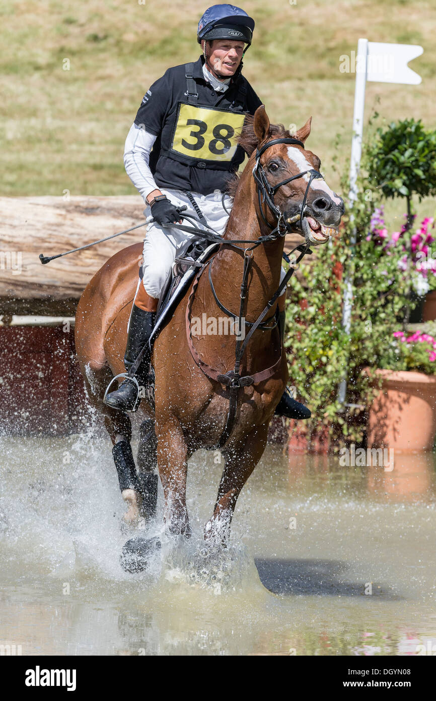 William Fox-Pitt on Chilli Morning at FBE 2013, Gatcombe Park Stock ...