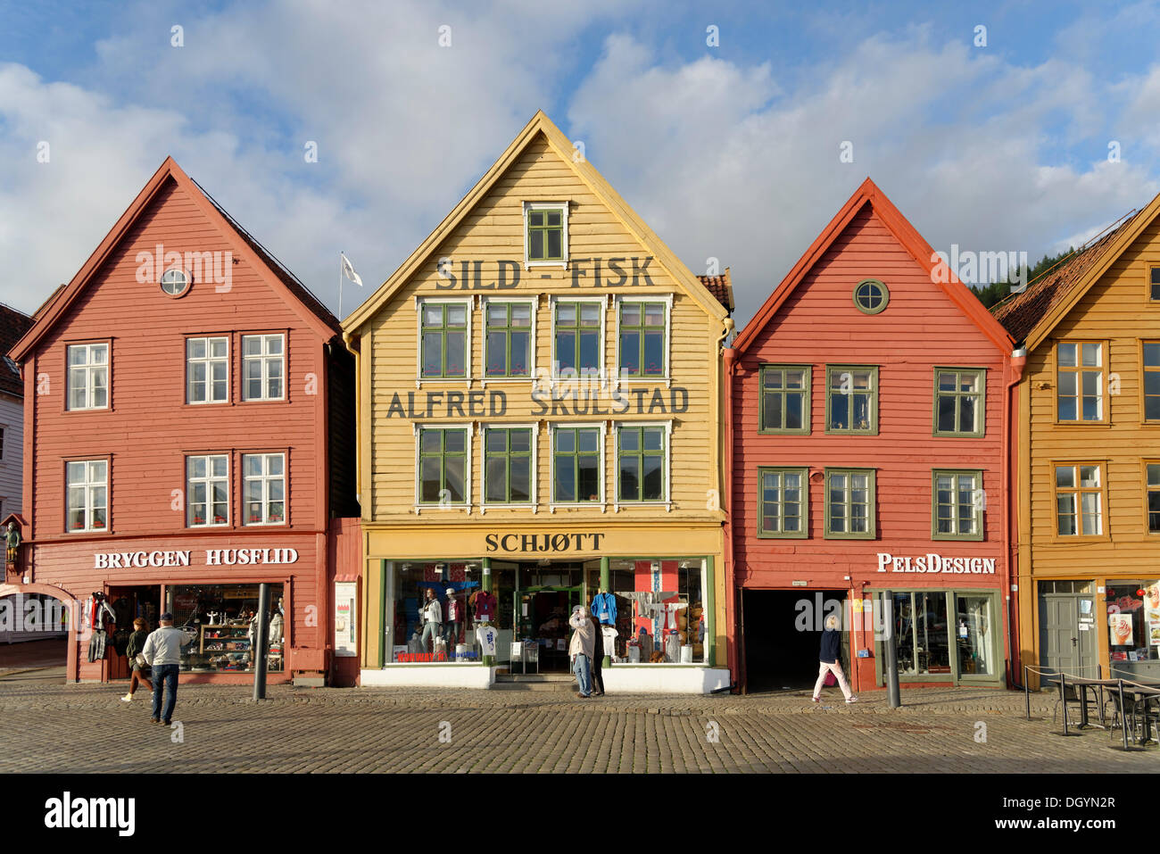 Bryggen, kontor buildings, wooden houses, Bergen, Norway Stock Photo ...