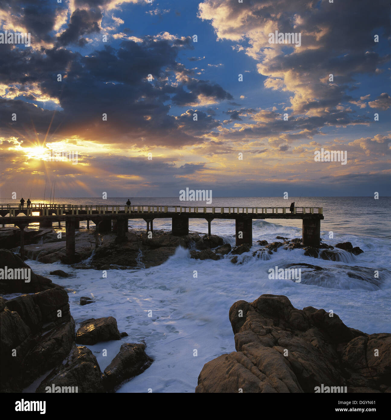Fishing from the Margate Pier at sunrise, South Africa Stock Photo - Alamy