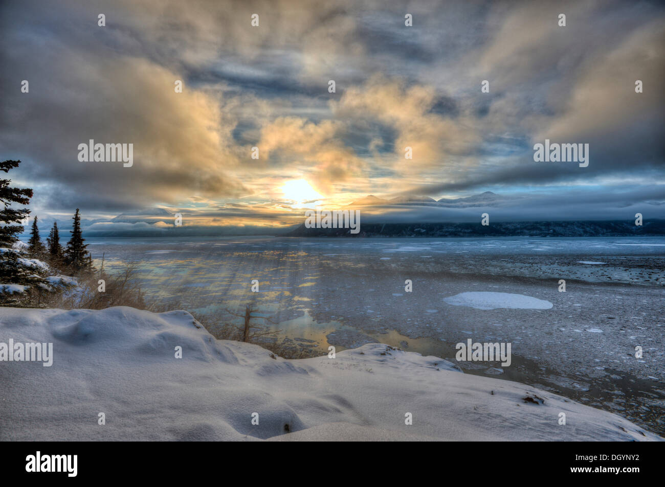 Winter solstice at Turnagain Arm, Alaska Stock Photo - Alamy