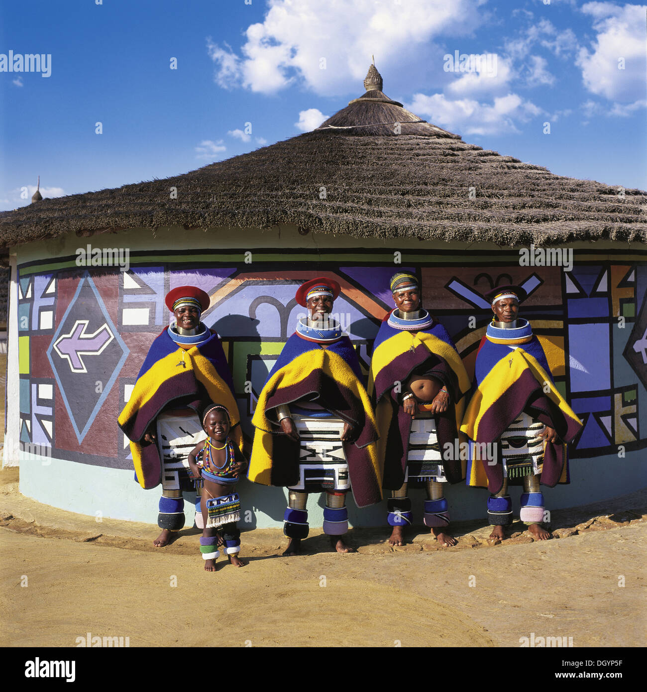 Ndebele women and child at a Ndebele village in Botshabelo near ...